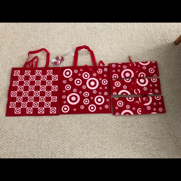 Target | Other | 5 New Target Cute Red Shopping Grocery Tote Bags ...